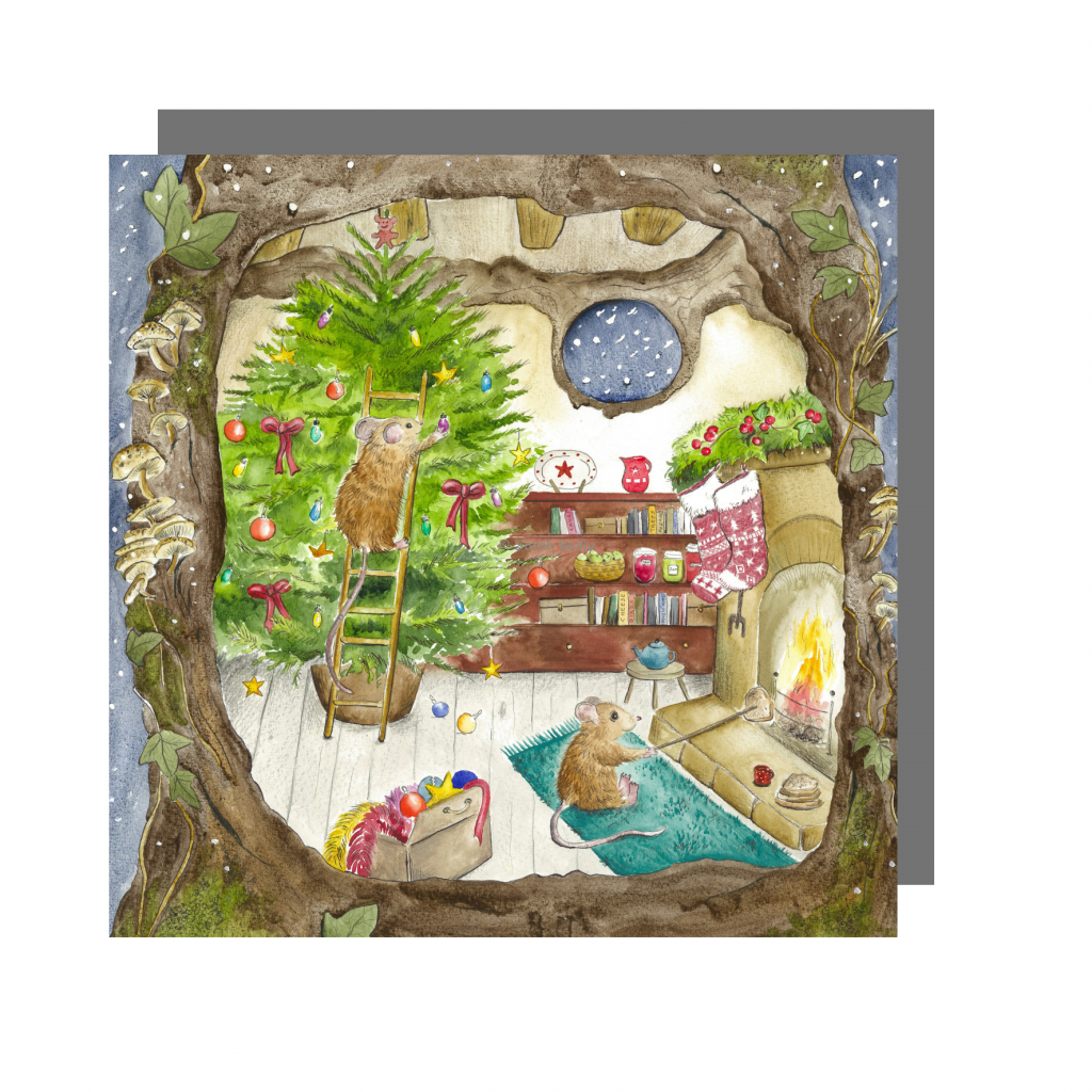 Trimming the Tree & Toast Greeting Card - Love Country by Sarah Reilly